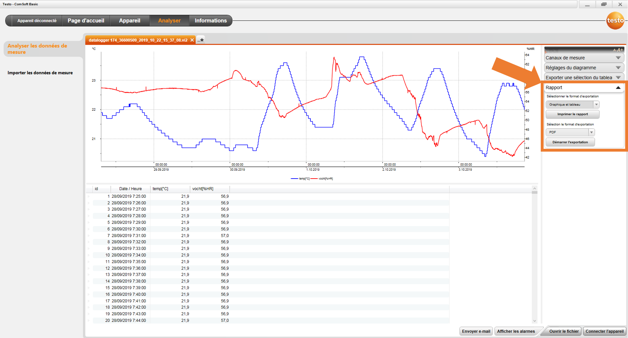 Enregistreurs - Comsoft Basic - imprimer les données et la graphique ...